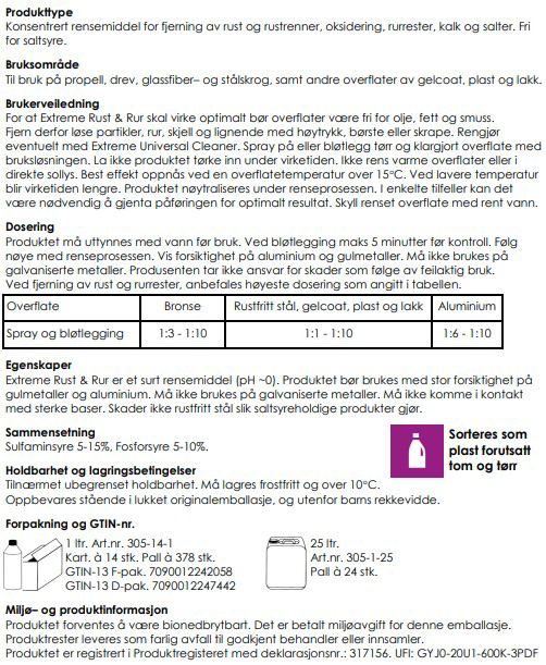 Marinor AS. Rust & Rur 1.L Extreme